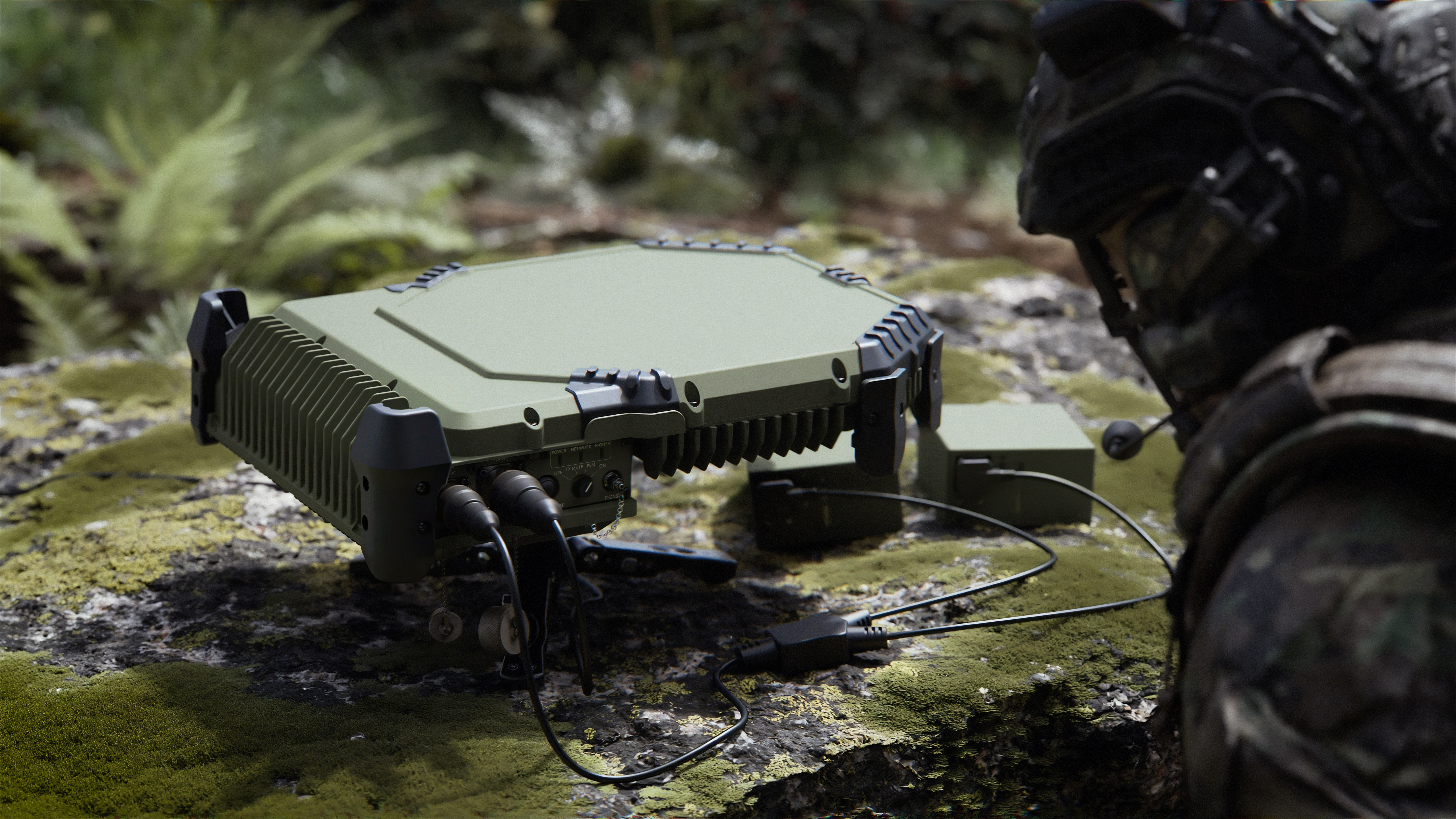 High‑fidelity 3D animation showcasing Intellian’s Manpack