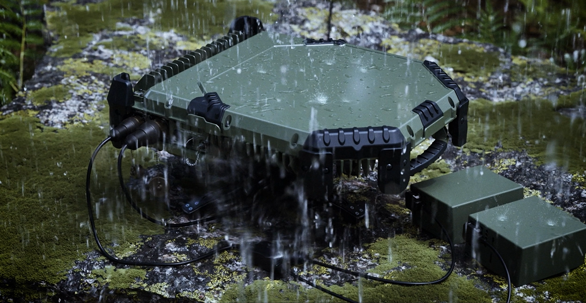 High‑fidelity 3D animation showcasing Intellian’s Manpack